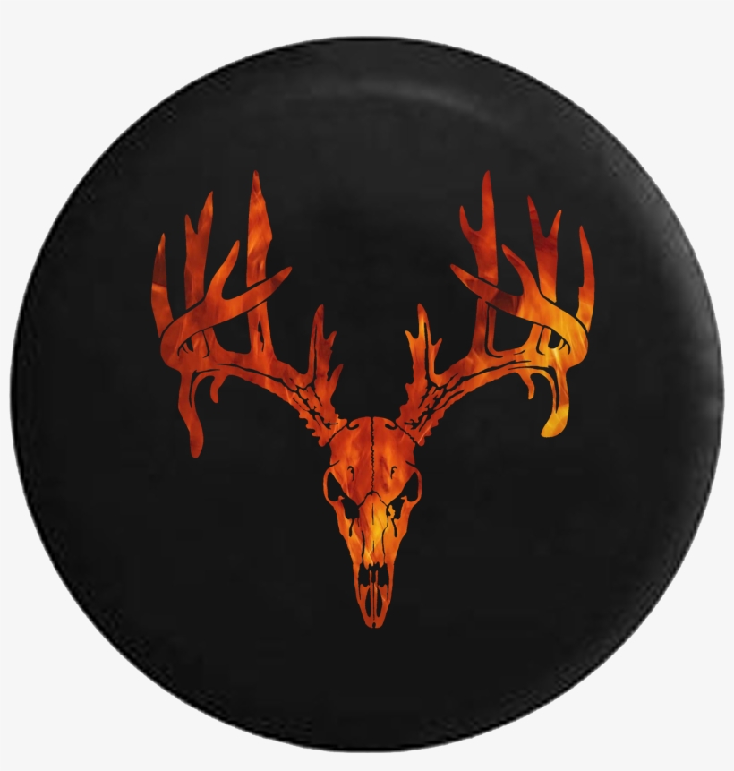 Deer Antlers Skull Waving American Flag Hunting - Circle PNG Image ...