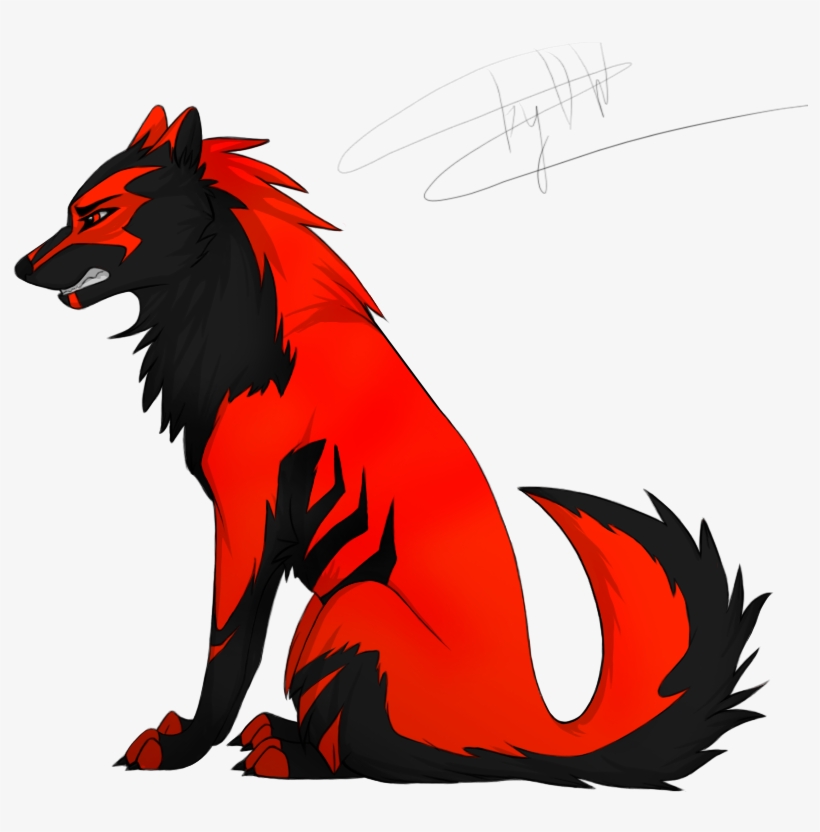 Black Red Wolf By Desperatewolfy-d4zcfsr - Black And Red Wolf PNG Image ...