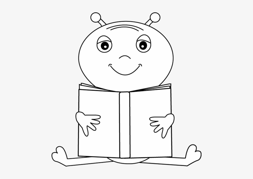 Download Alien Reading Cliparts - Alien Eating Cartoon Black And White ...