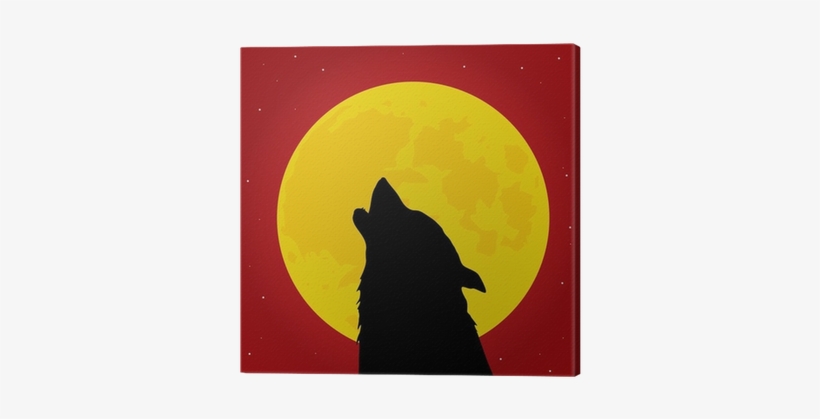 Werewolf Howls In Front Of The Moon Vector Canvas Print - Werewolf PNG ...