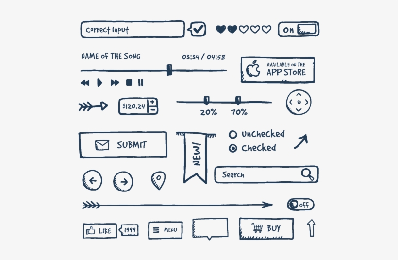 Hand-drawn Goods - Doodle Gui Elements PNG Image | Transparent PNG Free ...