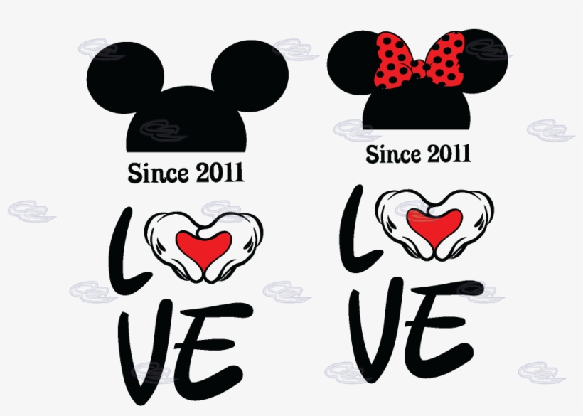 Love Mickey Minnie Mouse Heads With Wedding Date Mickey's - Mickey And ...