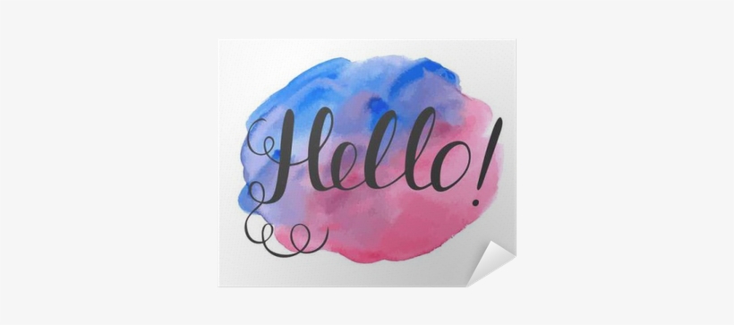 Hello Hand Written Lettering On Abstract Watercolor - Hello Achtergrond ...