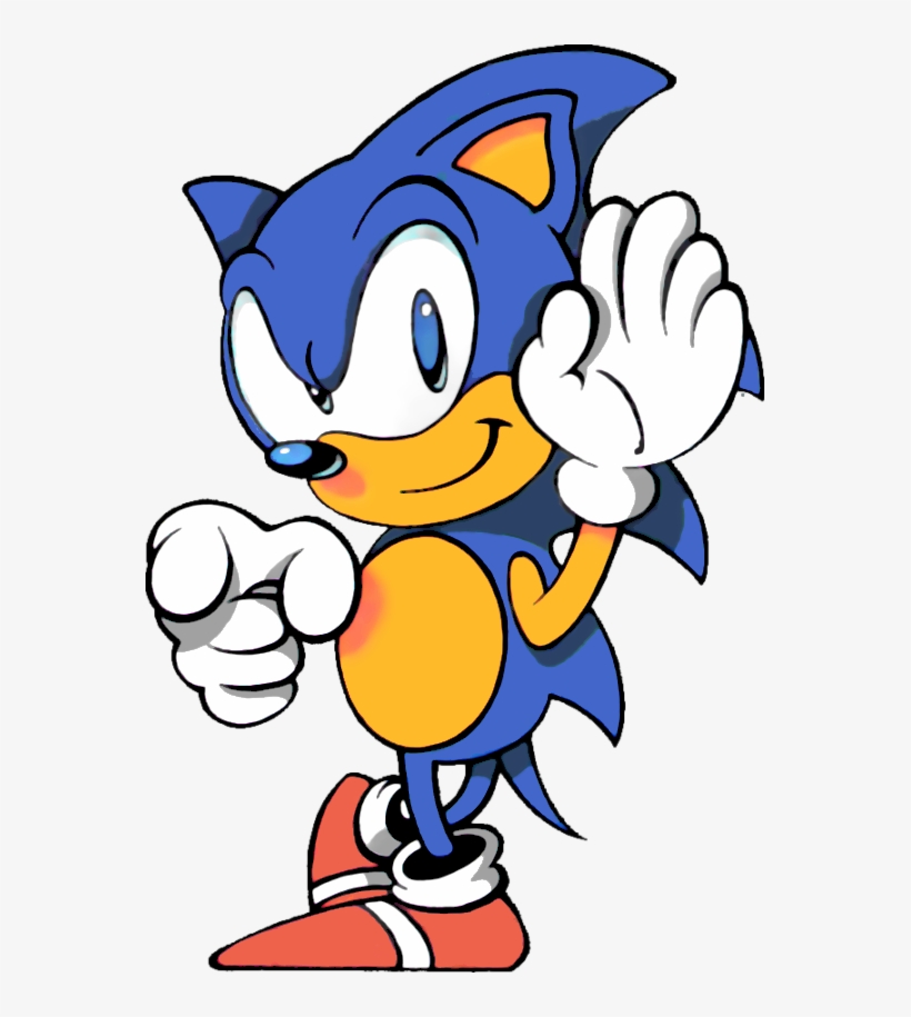 Sonic The Hedgehog Pointing - Sonic The Hedgehog 1991 Artwork PNG Image ...