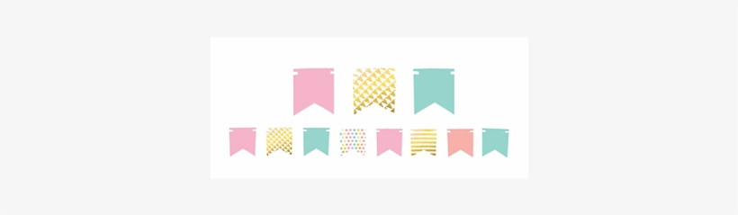 Download Pastel Mini Pennant Banner 12' - Mini Pastel & Gold Pennant ...