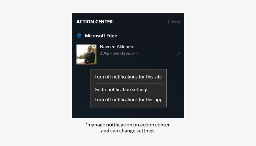 Manage Edge Notification On Action Center And Can Change - Microsoft ...