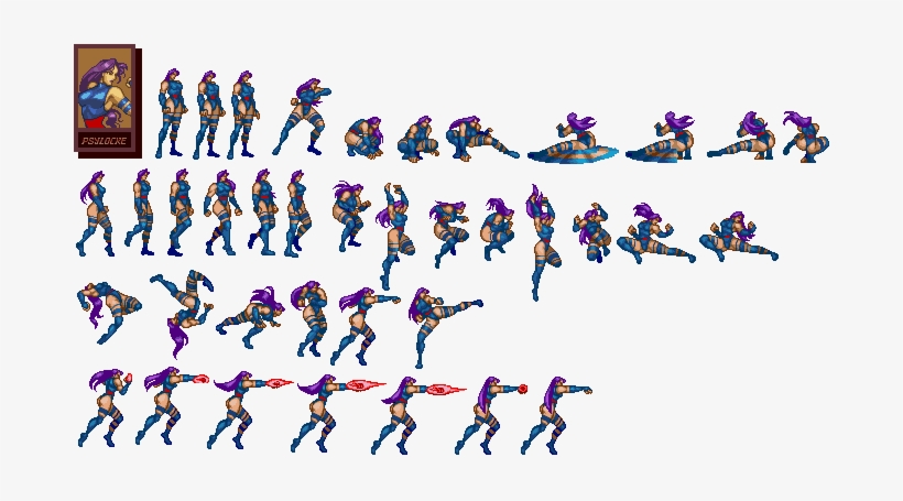Psylocke By Belial - X Men Mutant Apocalypse Psylocke Sprites PNG Image ...