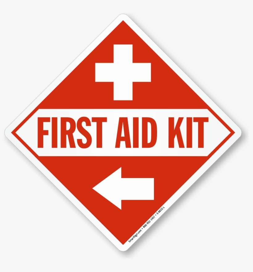 First Aid Kit Sign With Left Arrow - First Aid Signs Kits PNG Image ...