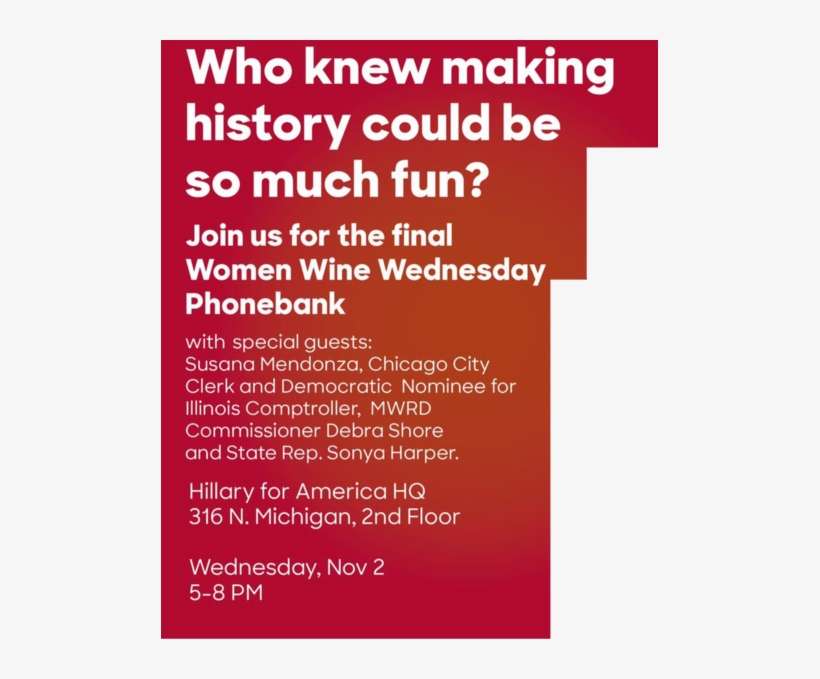 November 2 Hillary For Illinois Women Wine Wednesday - Carling Cup ...