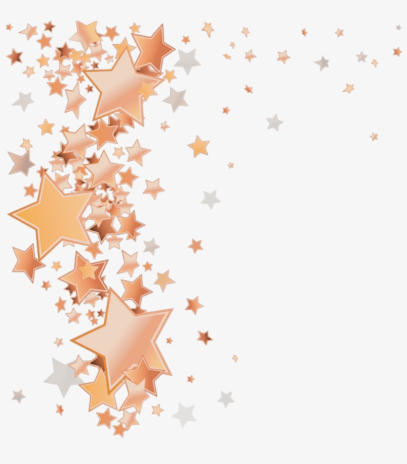 Rosegold Stars Star Falling Border - Transparent Background Star Border ...
