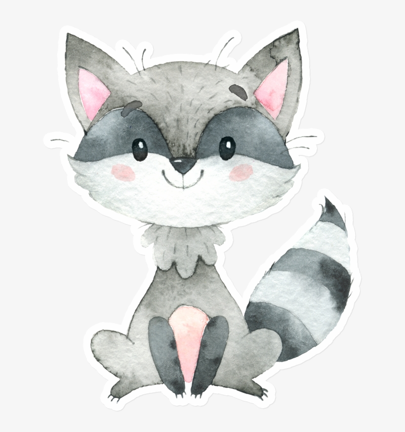 Sticker That Kick Ass Watercolor Raccoon - Watercolor Animals PNG Image ...