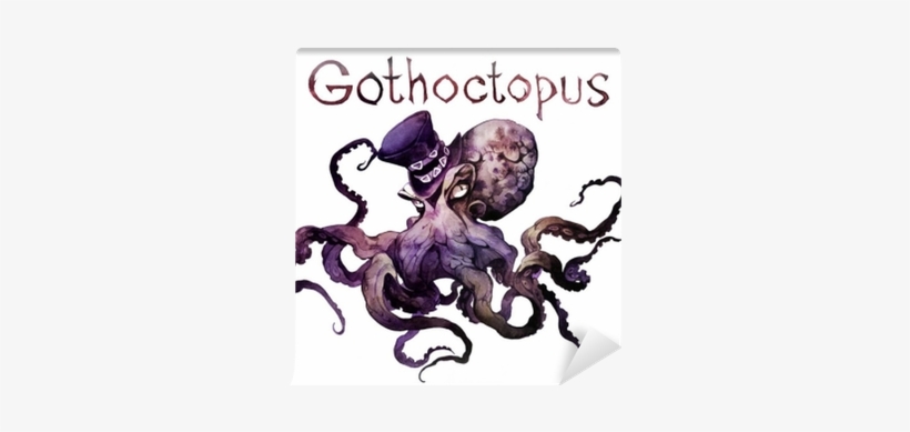 Watercolor Illustration Of A Fantastic Gothic Octopus - วาด ปลาหมึก สวย ...