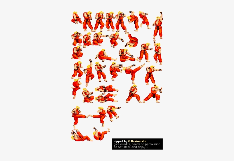 Download Street Fighter Ken Sprites | Transparent PNG Download | SeekPNG