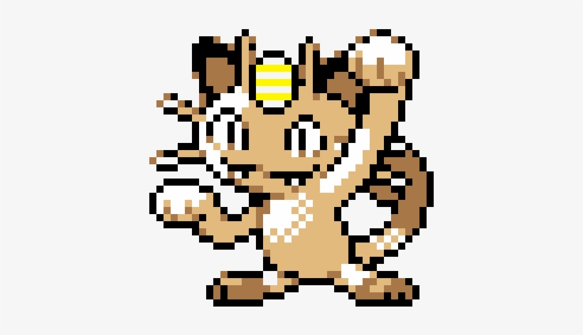 Meowth Transparent Pixel Clip Black And White Download - Meowth Pixel ...