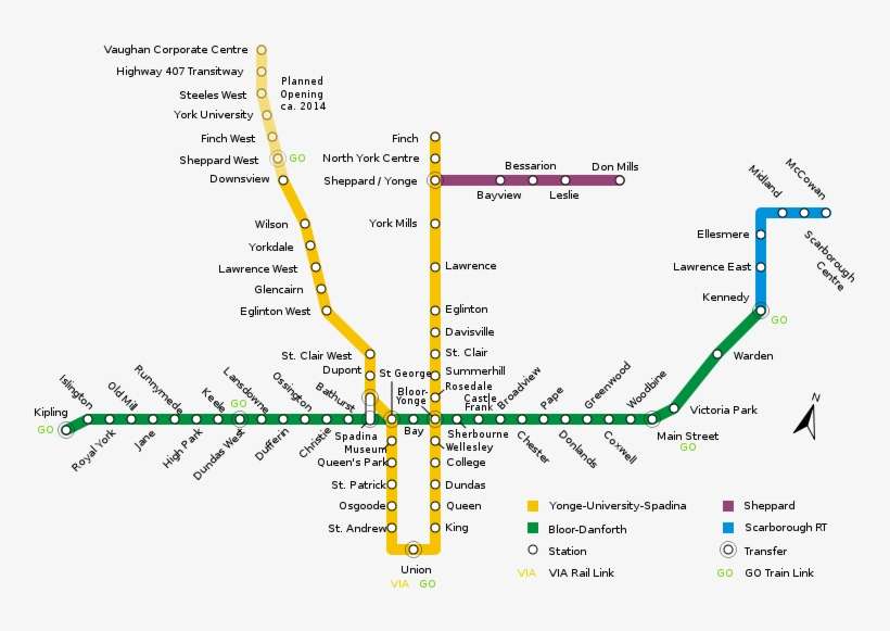 Ttc Subway Map - Yonge University Subway Line PNG Image | Transparent ...