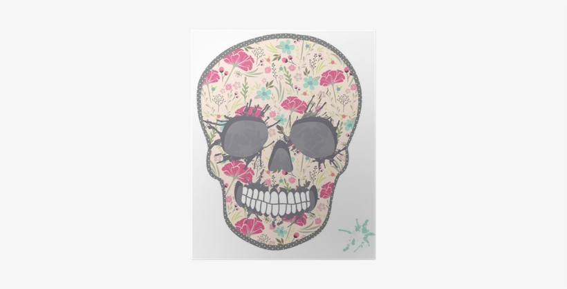 Download Cute Skull With Floral Pattern - Art Print: Girl's Cute Skull ...