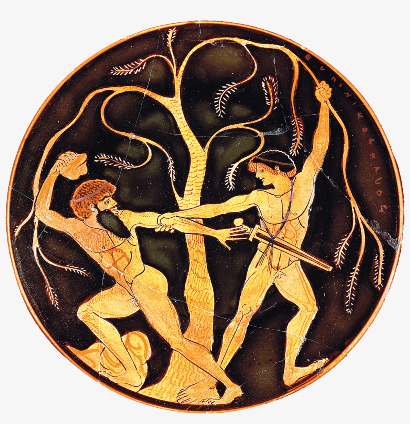 Theseus With The Robber Sinis, By The Elpinikos Painter, - Theseus And ...