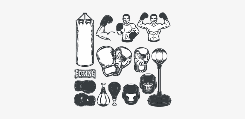 Set Boxing Icons Isolated On White - Icon PNG Image | Transparent PNG ...