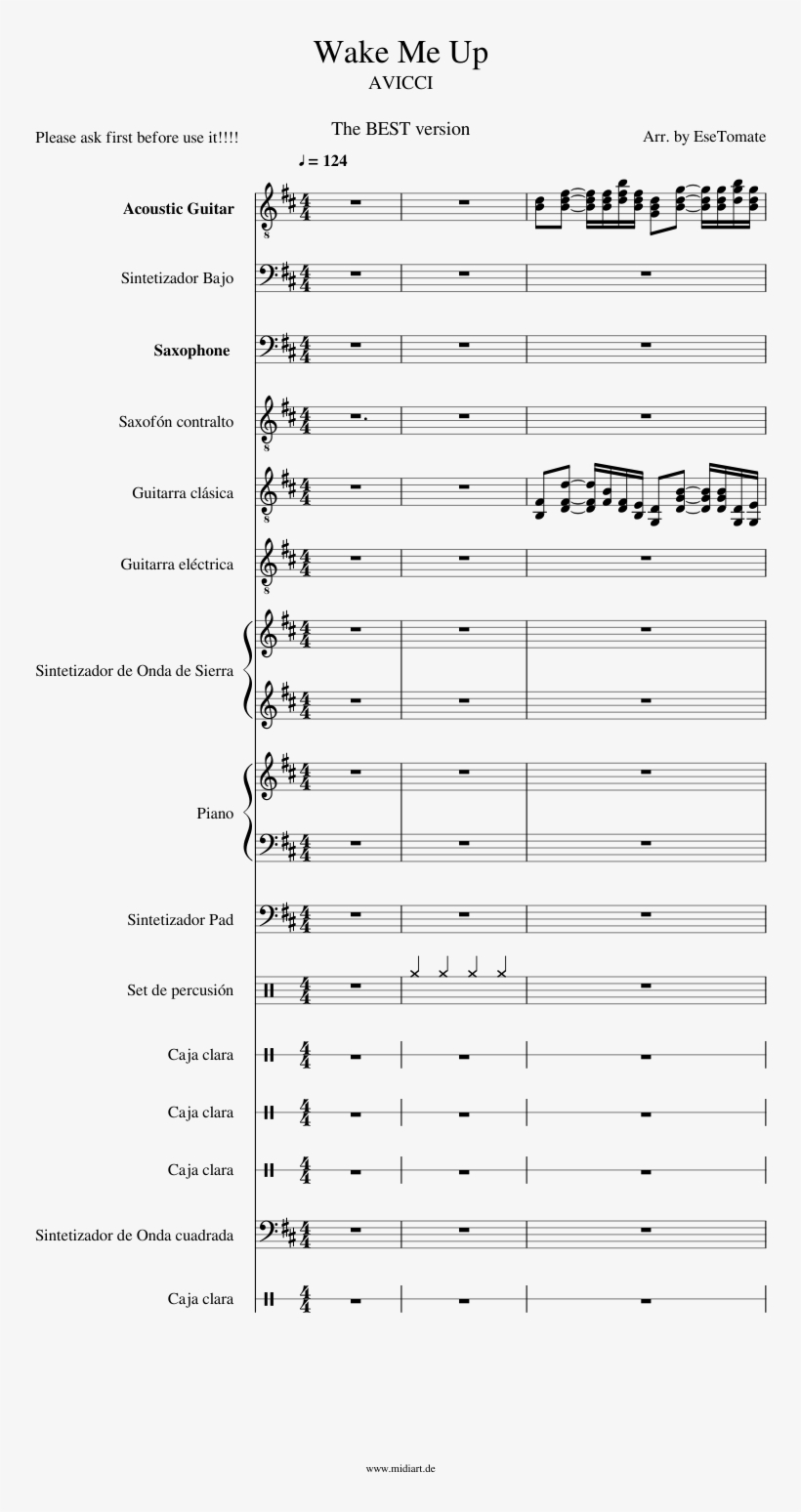 Wake Me Up Sheet Music Composed By Arr - Music PNG Image | Transparent ...