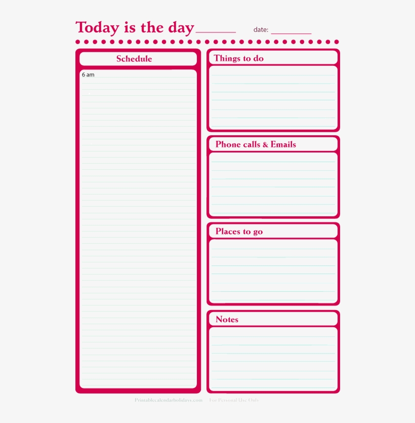 Downloadable Daily Planner Printable PNG Image | Transparent PNG Free ...