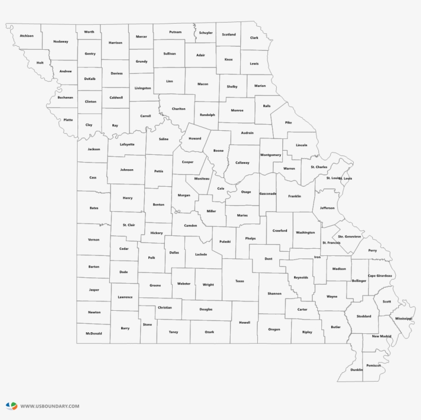Missouri Counties Outline Map - Line Art PNG Image | Transparent PNG ...