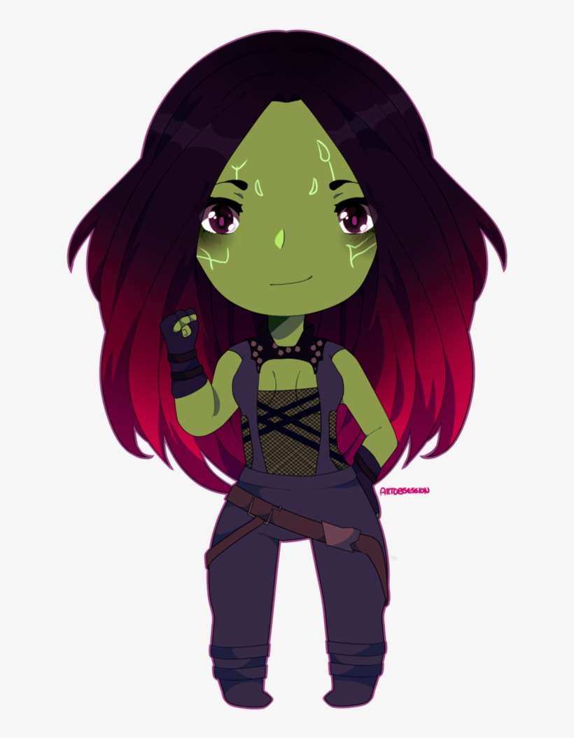 Chibi Speedpaint By Adorablemangolover - Cartoon Version Of Gamora PNG ...