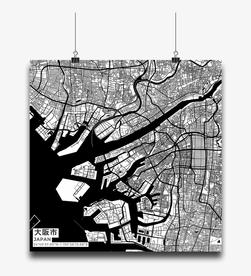 Premium Map Poster Of Osaka Japan - Ourposter.com 'osaka City Map ...