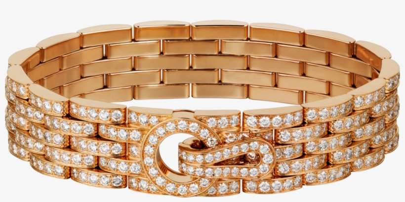 Agrafe Braceletpink Gold, Diamonds - Cartier Agrafe Bracelet PNG Image ...
