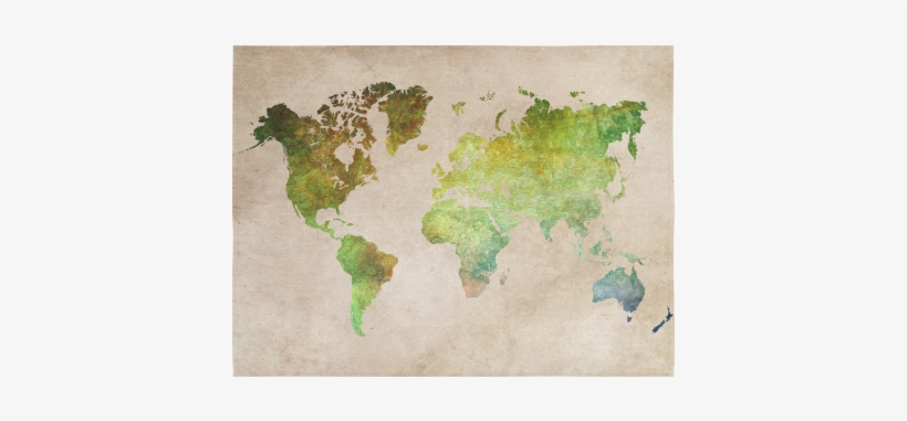 World Map 32 Cotton Linen Wall Tapestry - World Map Vector PNG Image ...