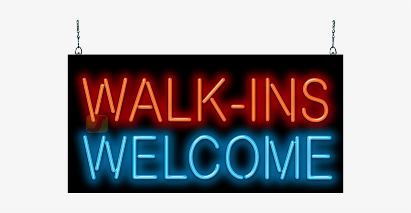 Walk-ins Welcome Neon Sign - Neon Welcome Sign PNG Image | Transparent ...