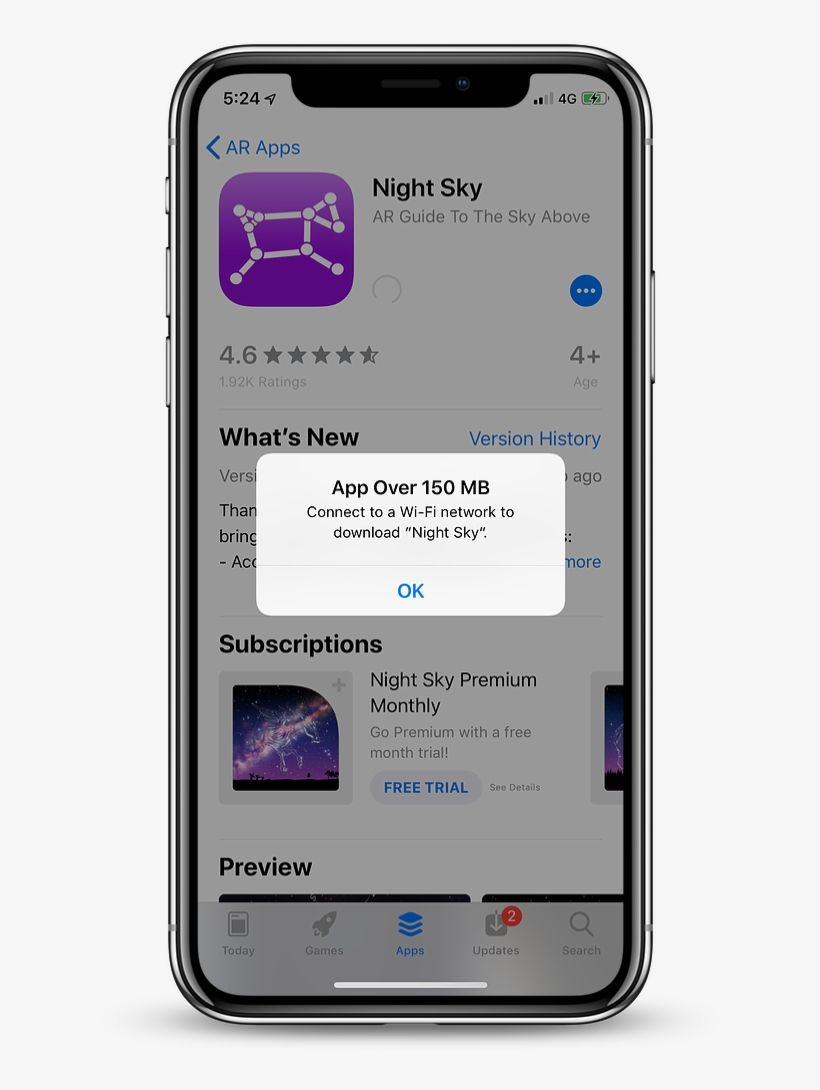 Open The App Store, And Try To Download A Large App - Iphone PNG Image ...