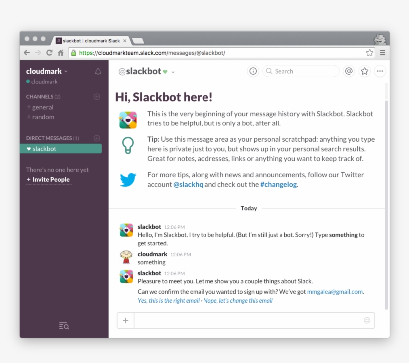 I Have Create A Slack Team Called Cloudmark With A - Slack Create Post ...