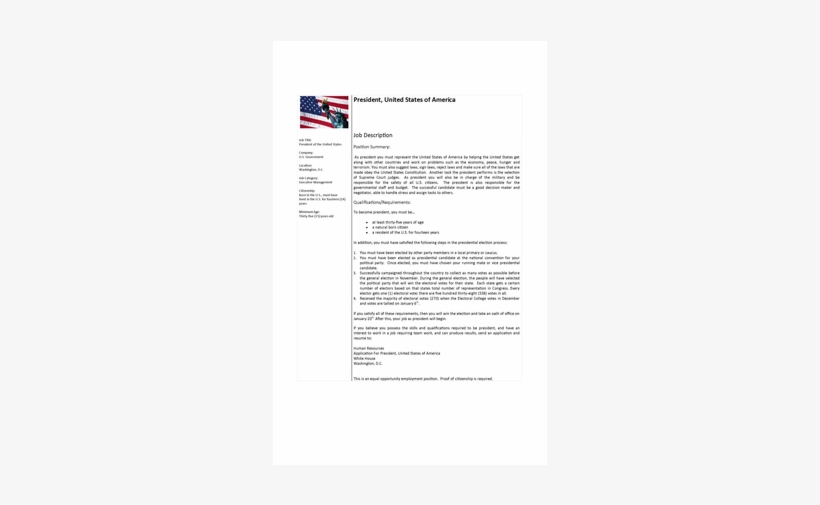 Us President - Job Posting For President PNG Image | Transparent PNG ...
