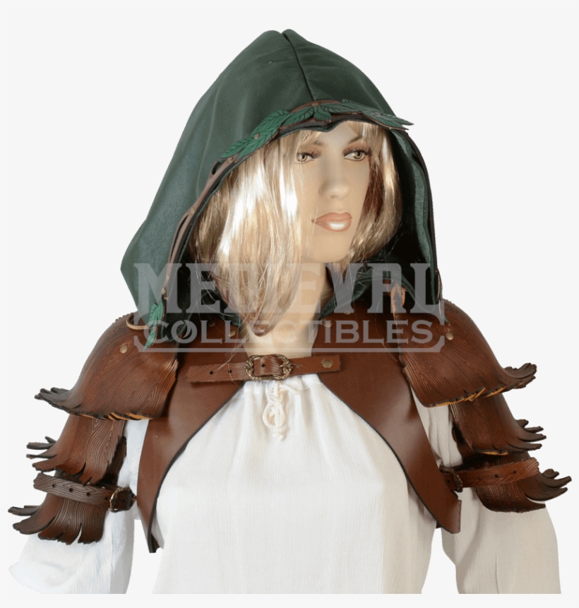 Hooded Woodland Bolero Jacket With Pauldrons - Pauldron PNG Image ...