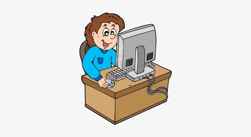 Download 7254737 Cartoon Boy Working With Computer Vector Illustration ...
