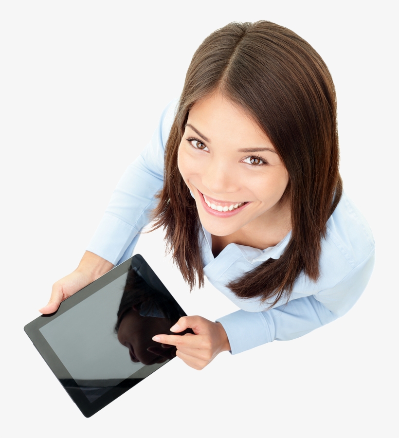 Smiling Business Woman Png Download - Women With Tablet Png PNG Image ...