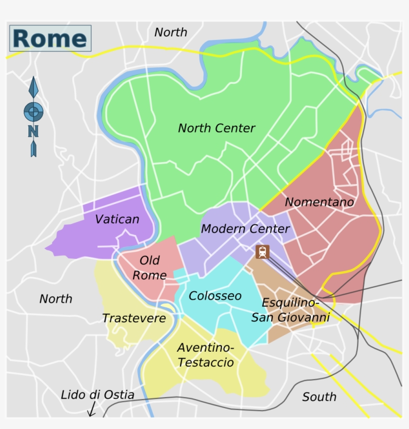 Download Rome Districts Map - Colosseum In Rome Map | Transparent PNG ...