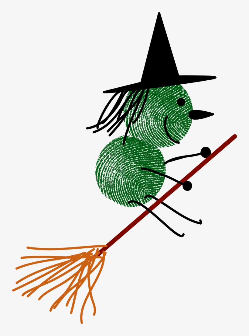 Thumbprint And Finger Witch Halloween - Halloween Finger Print Art PNG ...