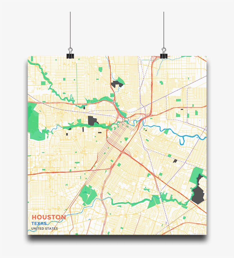 Premium Map Poster Of Houston Texas - Atlas PNG Image | Transparent PNG ...