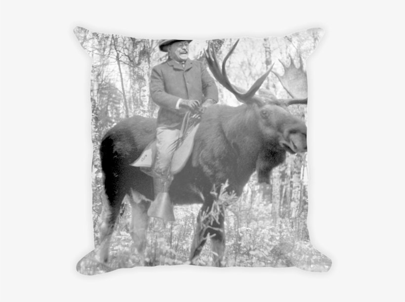 Teddy Roosevelt Bullmoose Pillow - Teddy Roosevelt Riding A Moose PNG ...