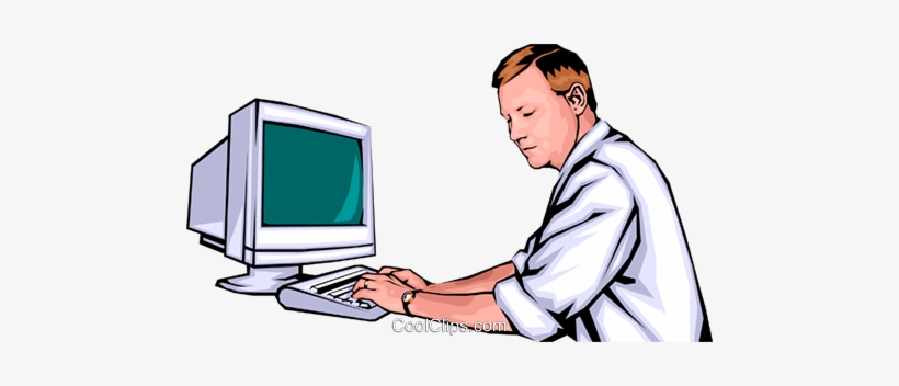 Man With Computers Royalty Free Vector Clip Art Illustration - Homem Em ...