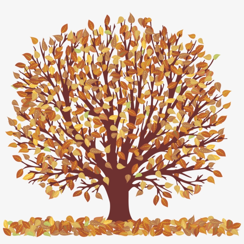 Autumn Tree With Falling Leaves Transparent Picture - Fall Trees Clip ...