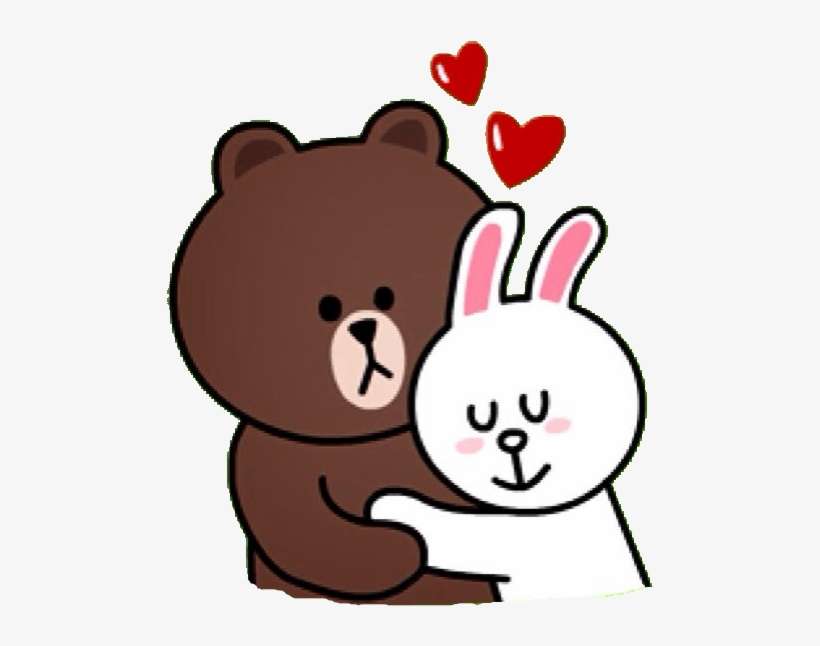 Download Line Sticker Png - Brown And Cony Hug | Transparent PNG ...