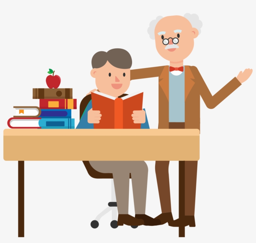 Open - Professor And Student Cartoon PNG Image | Transparent PNG Free ...