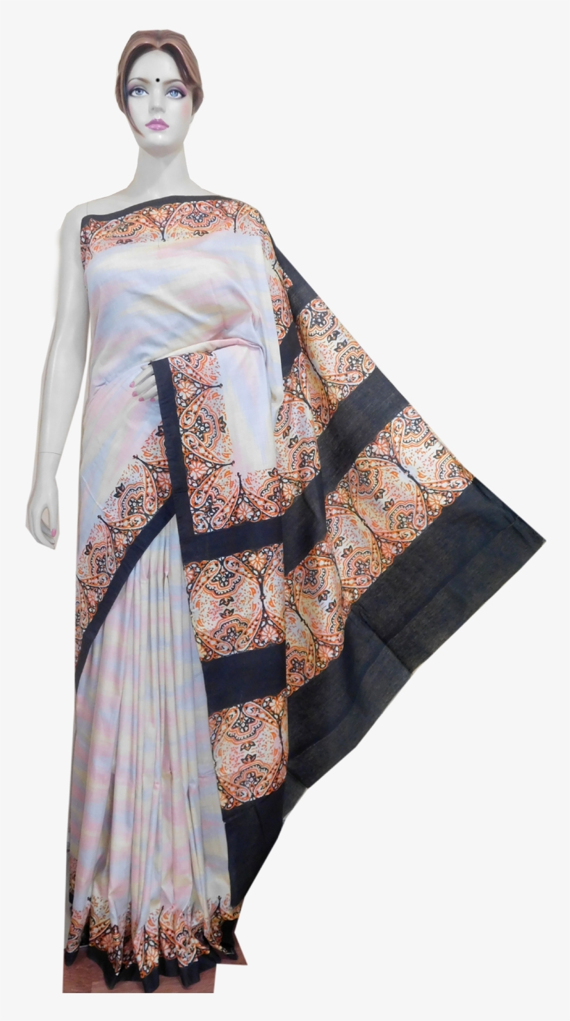 Hand Block Printed Silk Blended Handloom Saree Png - Handloom Saree PNG ...