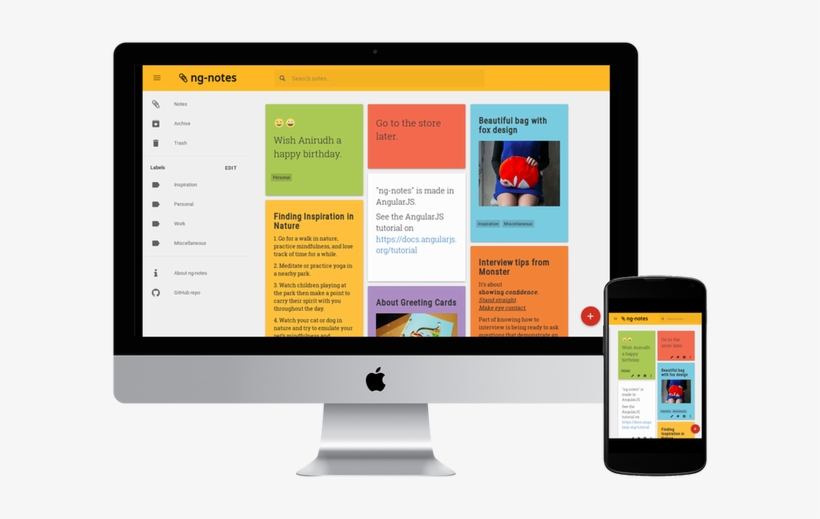 Ng-notes Project - Note App Web Design PNG Image | Transparent PNG Free ...