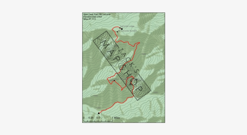 Download Leconte / Alum Cave Trail Map - Mount Le Conte | Transparent ...