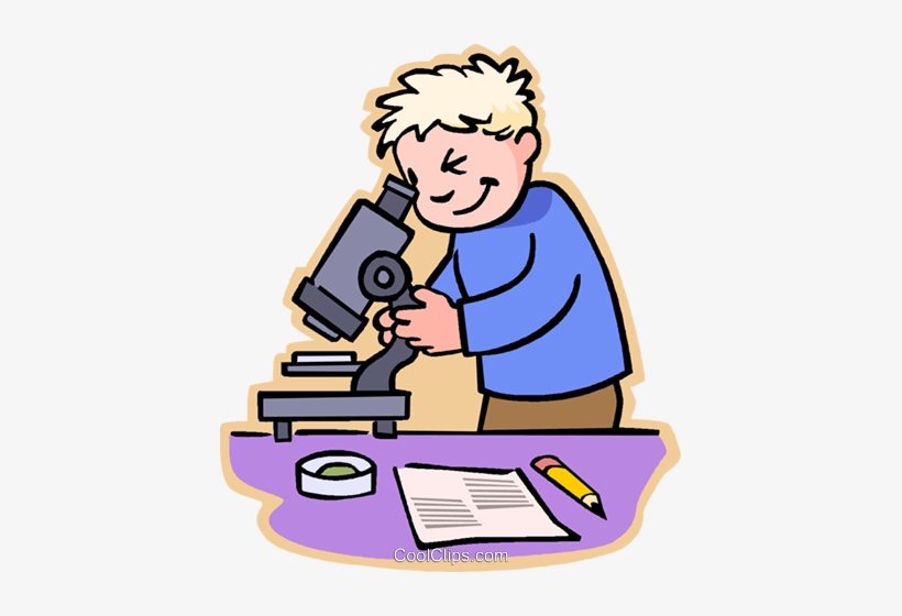 Boy Looking Through Microscope Royalty Free Vector - Optics Science PNG ...