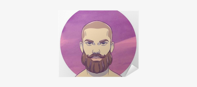 Young Bald Man With A Mustache And Beard On The Background - Beard PNG ...
