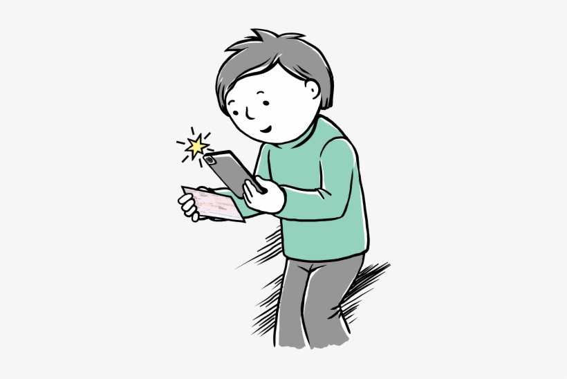 Scan Invoice With Mobile Or Pc - Cartoon Boy With Mobile Png PNG Image ...